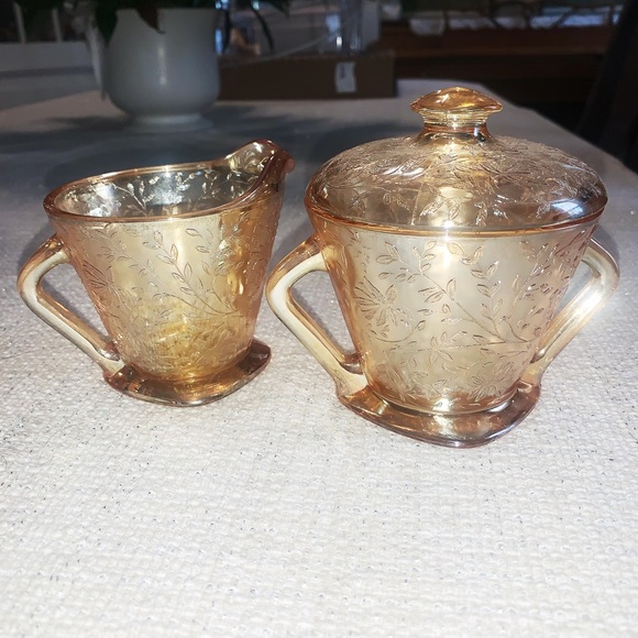 Kitchen | Vintage Depression Glass Cream And Sugar Set | Poshmark